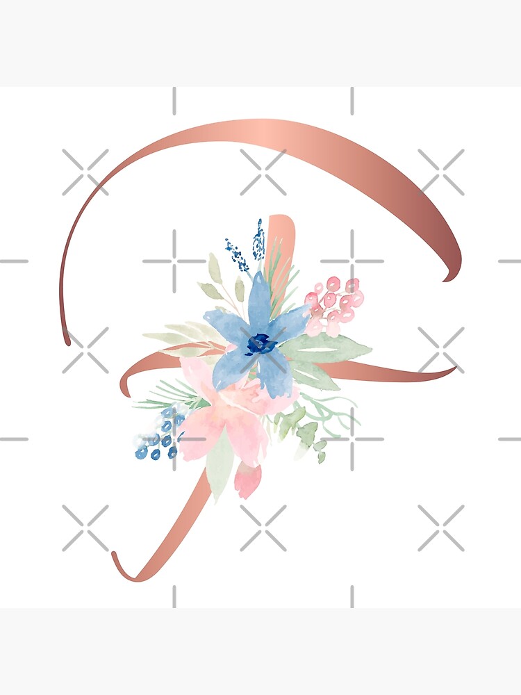 "Letter F Rose Gold and Watercolor Blush Pink and Navy" Poster for Sale ...