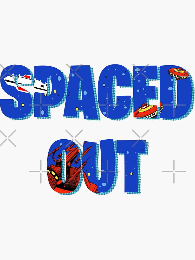 "Spaced Out retro arcade style design" Sticker by ironcliffdesign ...