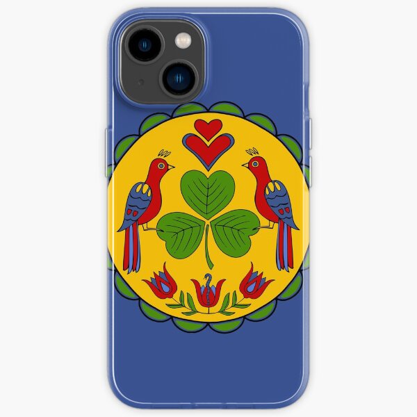 "Amish - Hex Sign Garden Distelfinks Clover Hearts 1" iPhone Case for ...