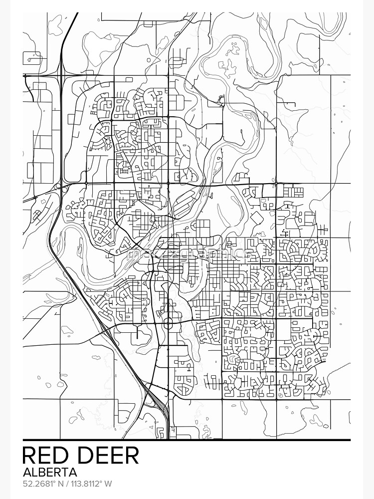 "Red Deer map poster print wall art, Alberta gift printable, Home and ...