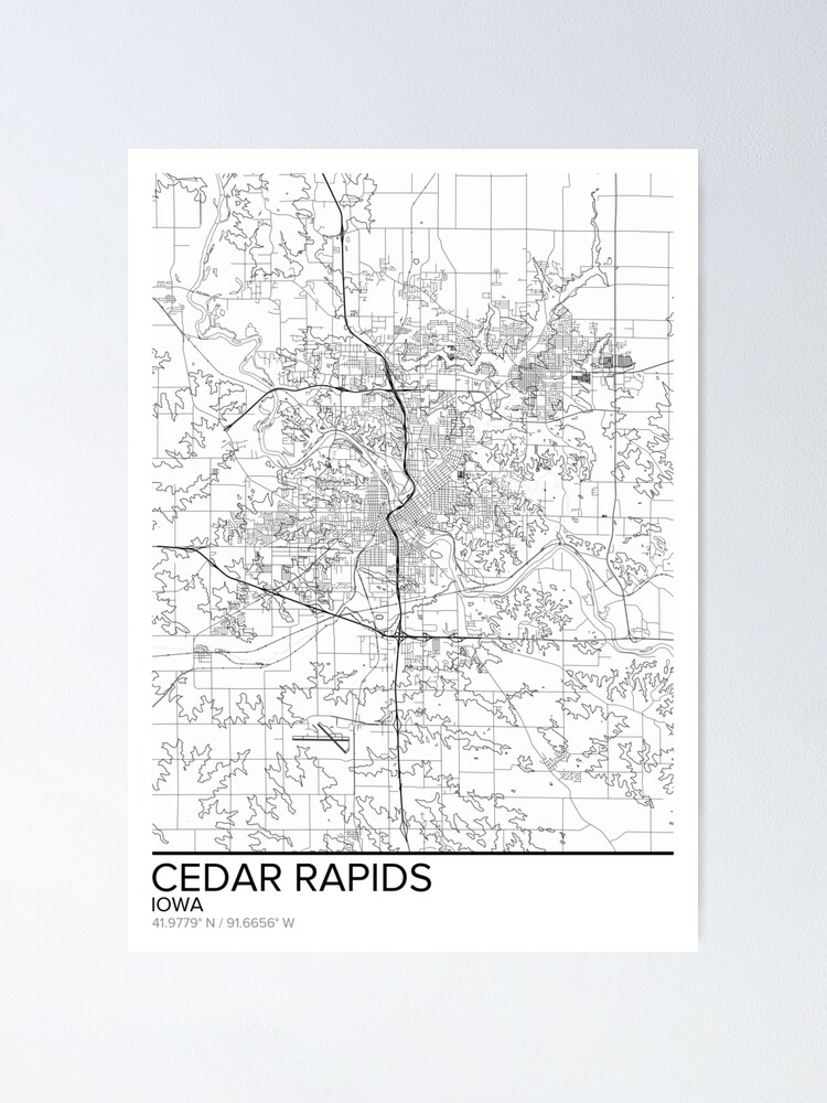 Póster «Mapa de Cedar Rapids, póster impreso, arte de pared, regalo de ...
