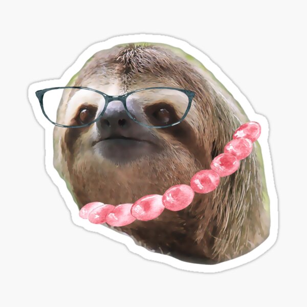 "Sloth Black Glasses beads Sloths In Clothes" Sticker by Vroomie ...