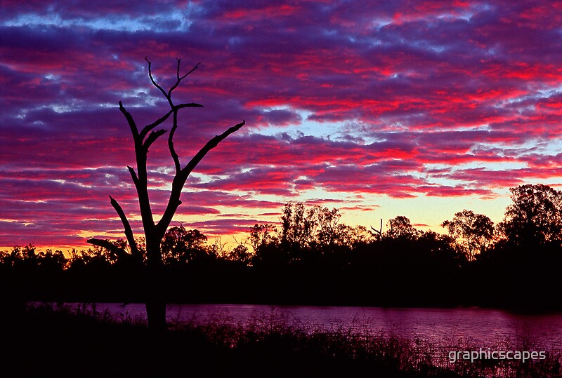 "Red river sunset - Moree NSW" by graphicscapes | Redbubble