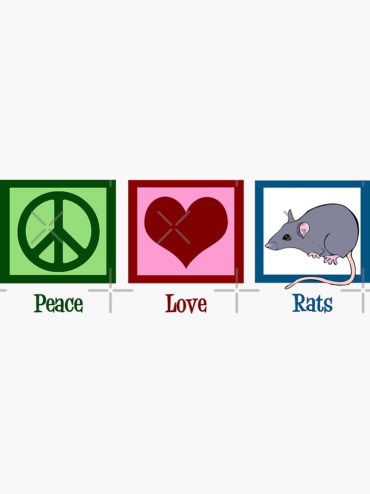 "Peace Love Rats" Sticker by elishamarie28 | Redbubble
