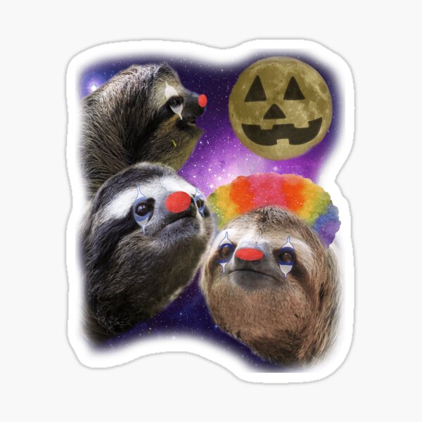 "Three Sloth Moon Clown Makeup JackOLantern" Sticker for Sale by ...