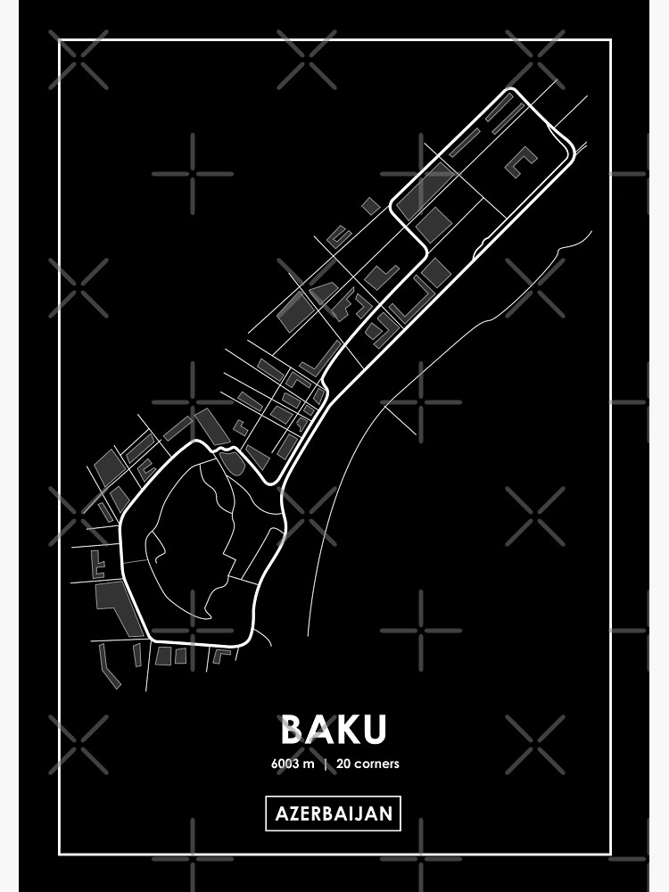 Baku - Azerbaijan Track Map White Premium Matte Vertical Poster