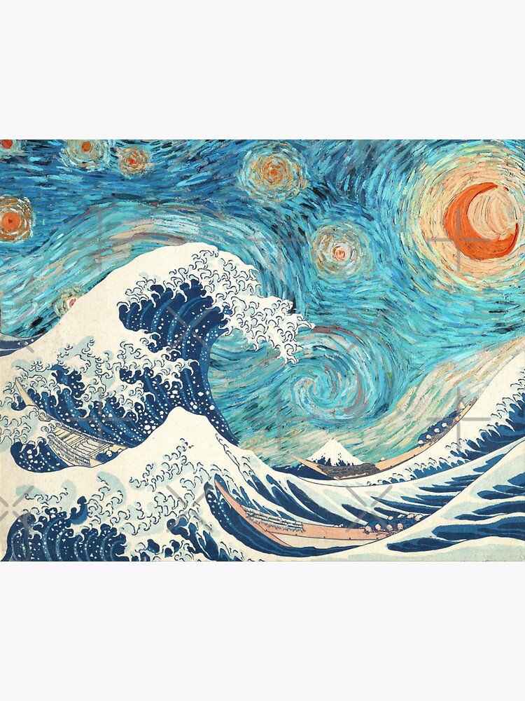 "Great Wave off Starry Night" Sticker for Sale by Hyperuranios | Redbubble