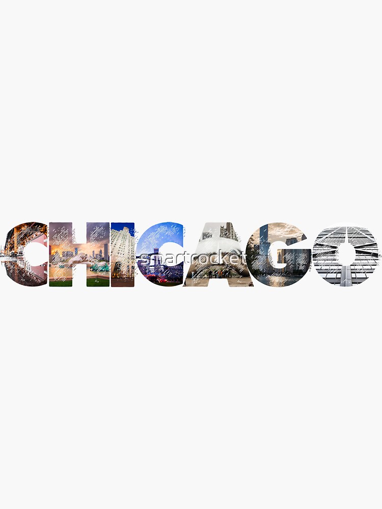 "Chicago - Name with Points of Interest" Sticker for Sale by ...
