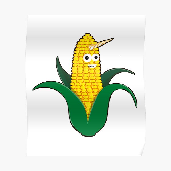 "Cute Sweetcorn Unicorn Character - Vegan Vegetarian Fashion" Poster by ...