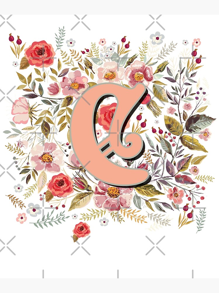 "Pink Letter C Monogram Feminine Flowers" Canvas Print by terrikjones ...