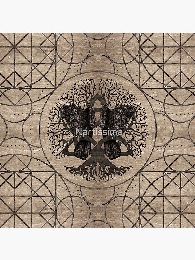 "Tree of life - with ravens wooden texture" Art Print by Nartissima ...