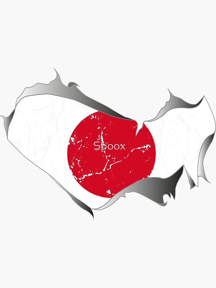 "Japan, flag, torn, torn open" Sticker by Spoox | Redbubble
