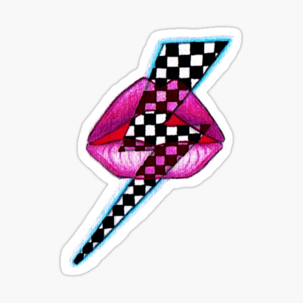 "Checkered Lightning Bolt Lips" Sticker for Sale by ciaraszymanski ...