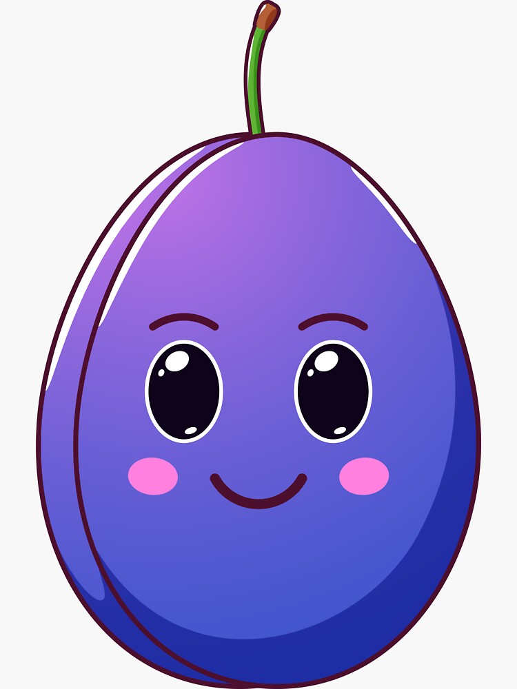 "Cute Kawaii Plum, Cartoon Ripe Fruit" Sticker for Sale by artskill2k17 ...