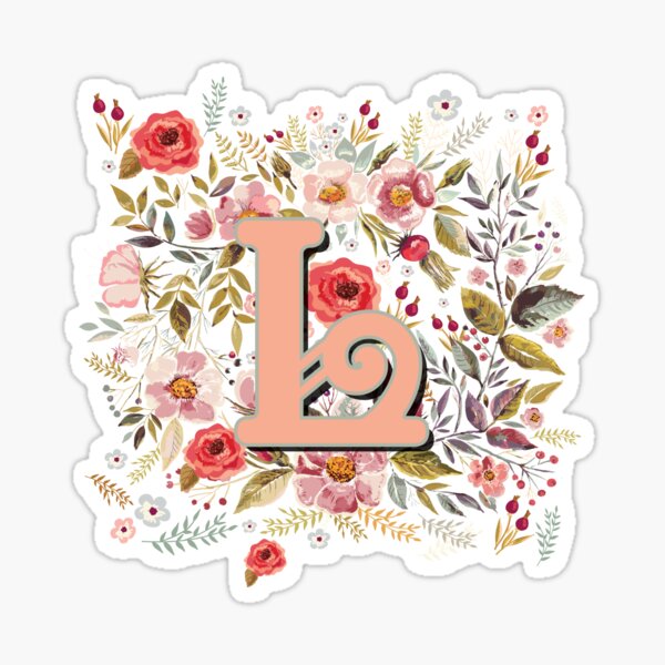 "Pink Letter L Monogram Feminine Flowers" Sticker for Sale by ...