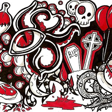 "Horror Doodle" Sticker for Sale by MoDrawsStuff | Redbubble