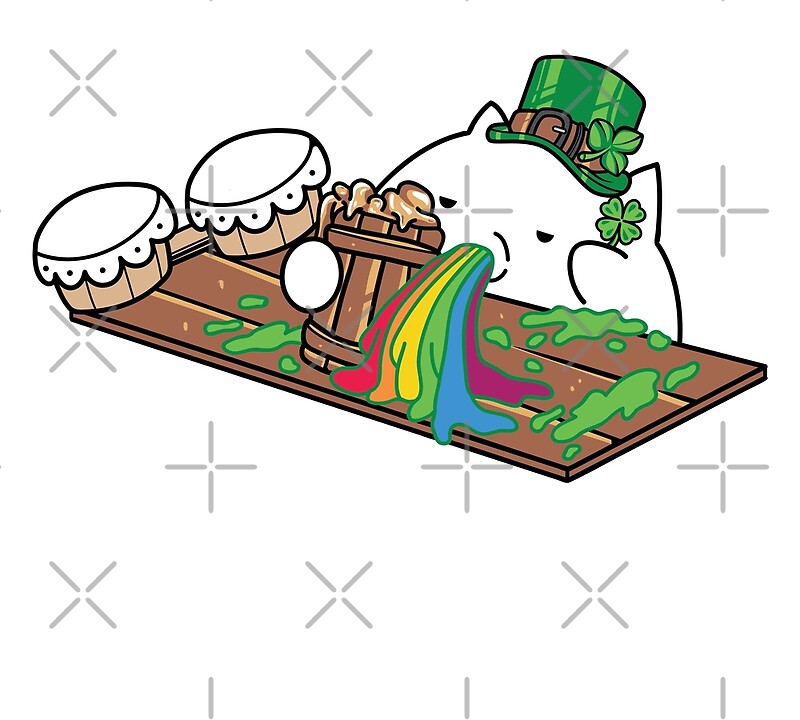 "St Patrick's Day Drunk Bongo Cat Funny Meme" by wasari | Redbubble