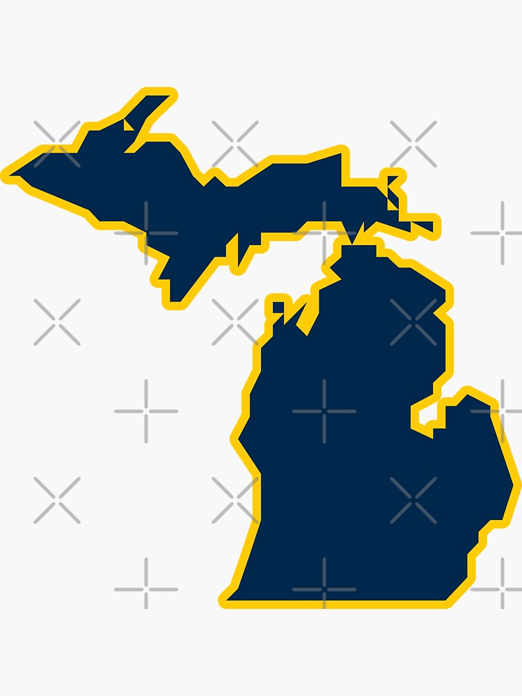 "State of Michigan - Maize and Blue" Sticker by threeampersands | Redbubble