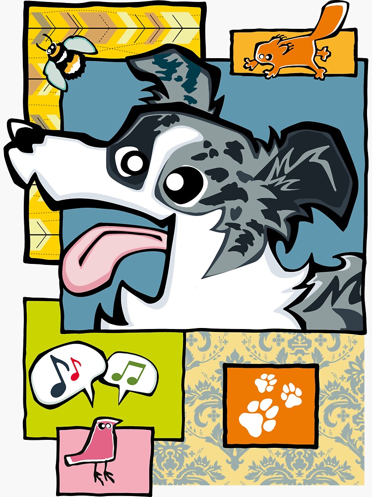 "Border Collie - Blue Merle (Collage)" Sticker for Sale by TheChicken ...