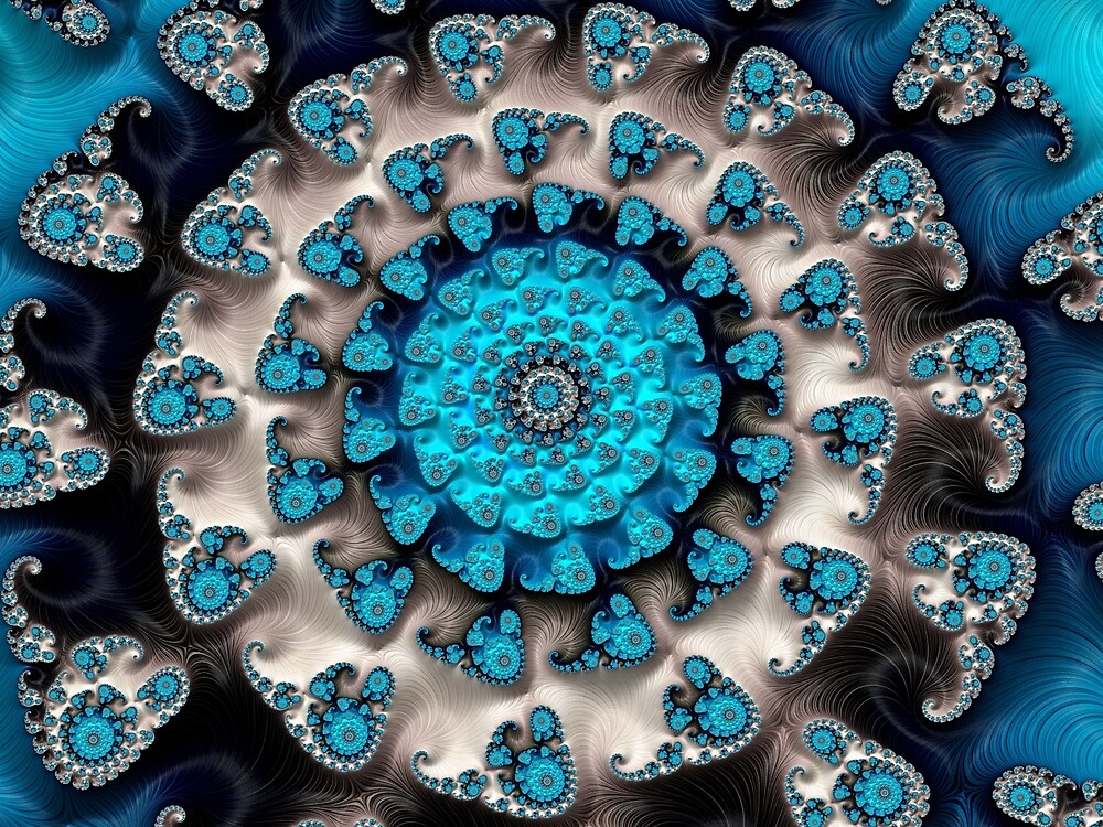 "Ivory Blue Maximum Depth Fractal Art" by Vicky Brago-Mitchell® | Redbubble