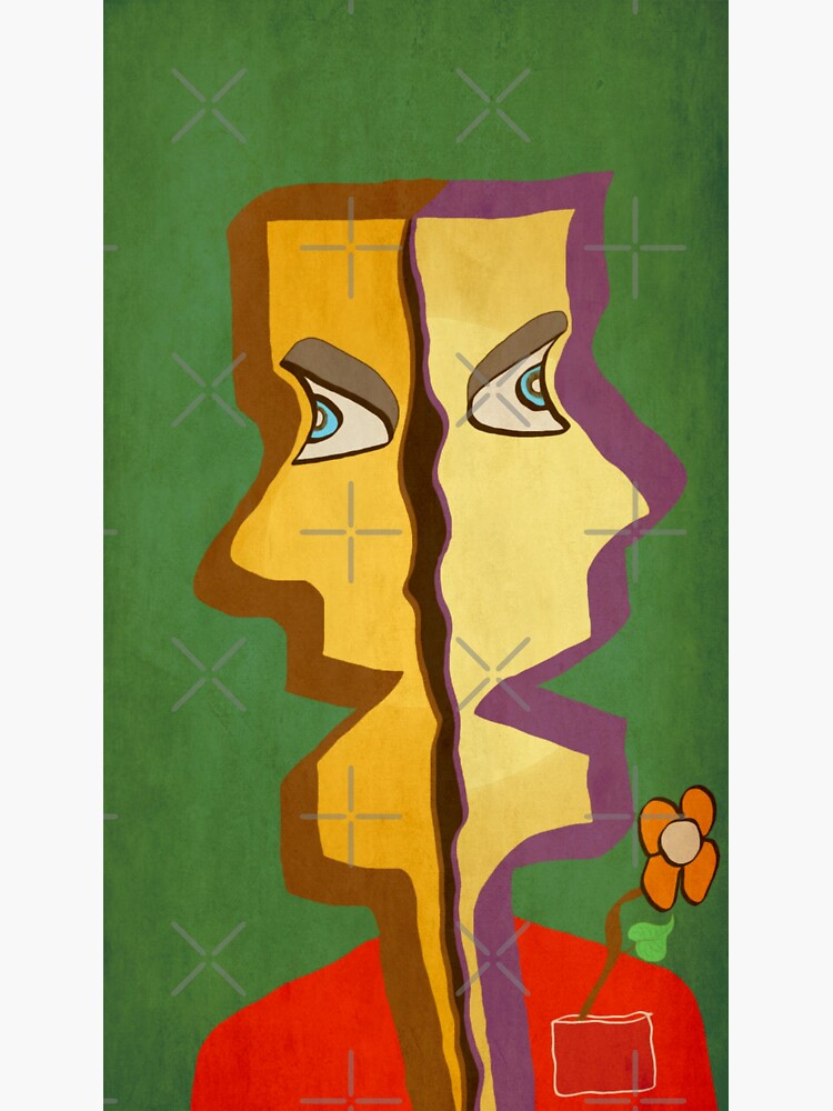 "Two sided face" Sticker for Sale by ReplyGirl | Redbubble