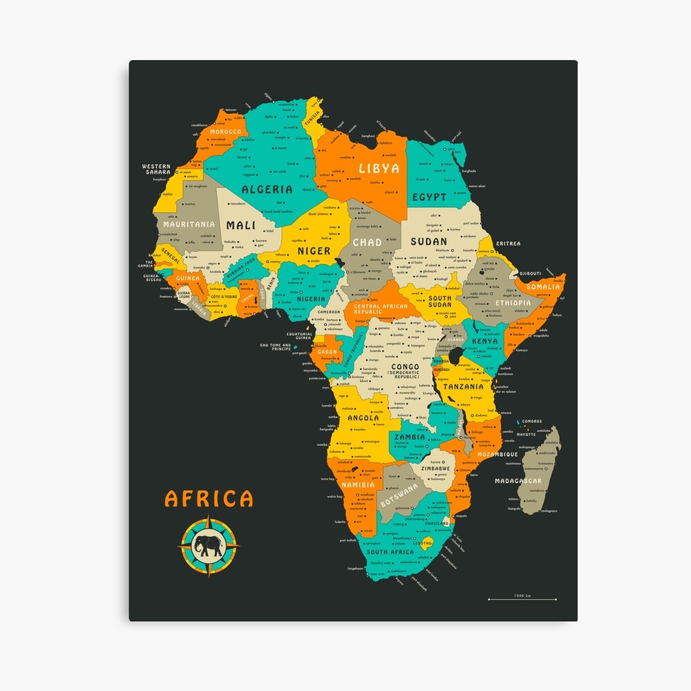Art & Collectibles Housewarming Africa Poster Africa Map Art Colorful ...