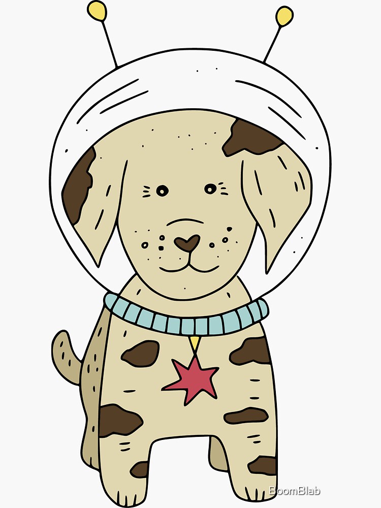 "Astro Space Dog - Cartoon " Sticker by BoomBlab | Redbubble