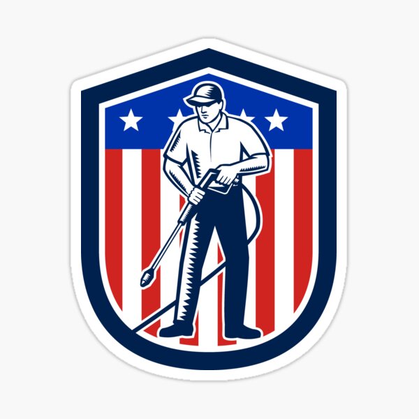 "American Pressure Washing USA Flag Shield Retro" Sticker for Sale by ...
