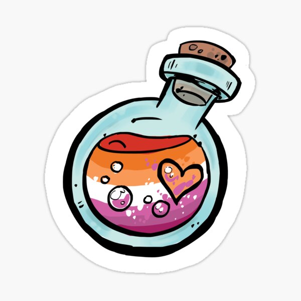 Potions Of Pride Lesbian Round Bottle Sticker By Ovaettr Redbubble
