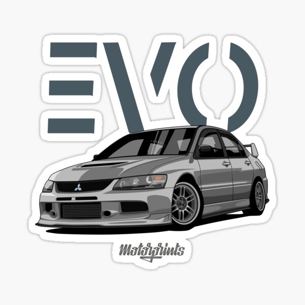 "EVO IX (silver)" Sticker by MotorPrints | Redbubble