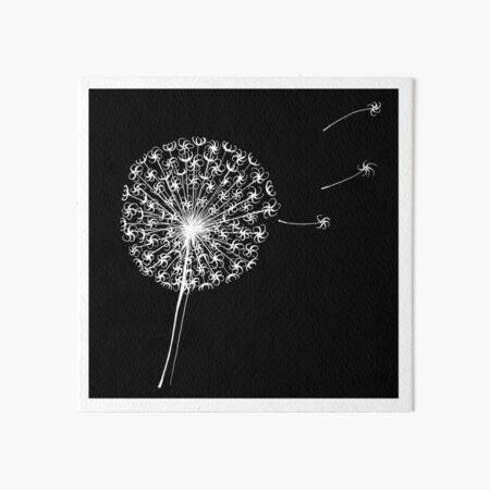 "Dandelion Clock Silhouette Pen and Ink Drawing" Art Board Print by ...