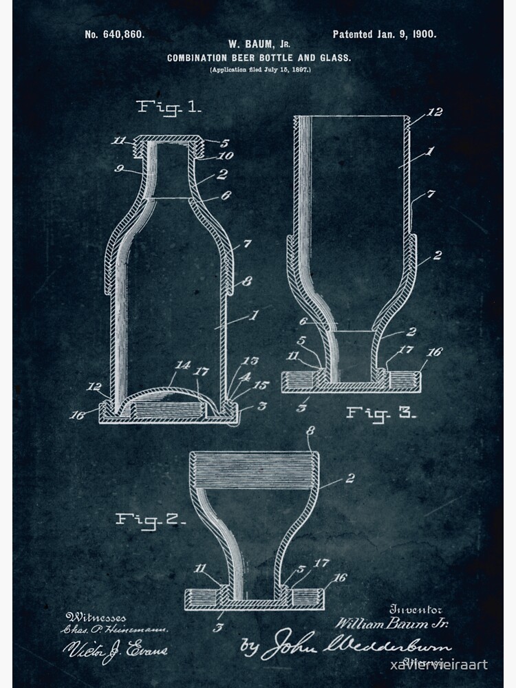 "1897 - Combination beer bottle and glass" Sticker for Sale by ...