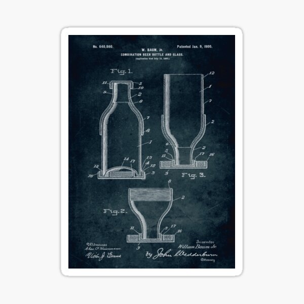 "1897 - Combination beer bottle and glass" Sticker for Sale by ...