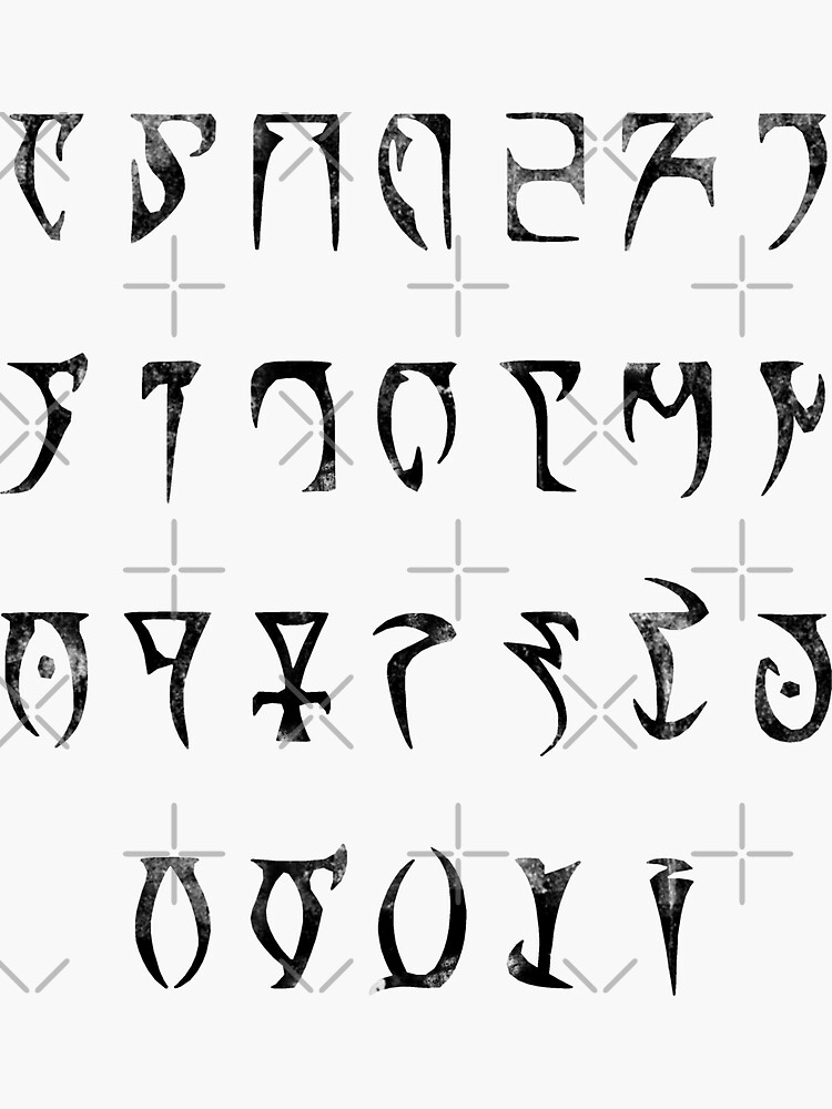 Pegatina «El alfabeto daedrico» de IssacDesigns | Redbubble