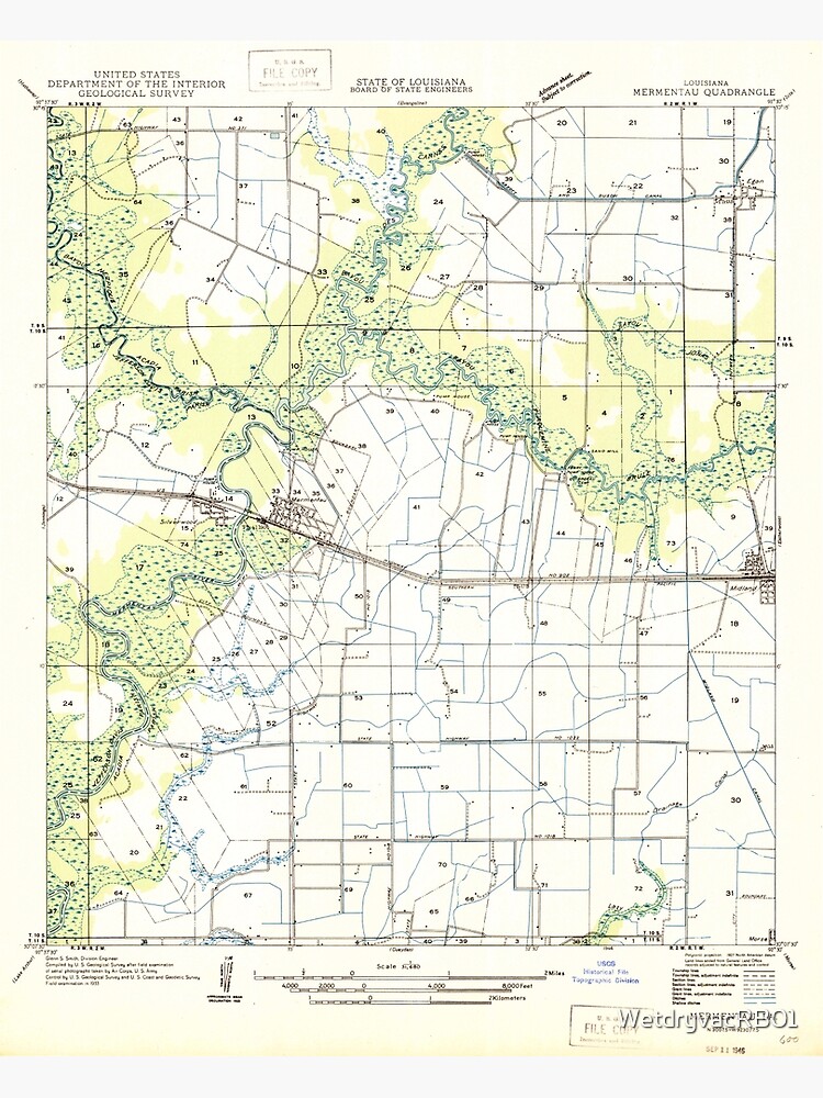 "USGS TOPO Map Louisiana LA Mermentau 333949 1946 31680" Poster by ...