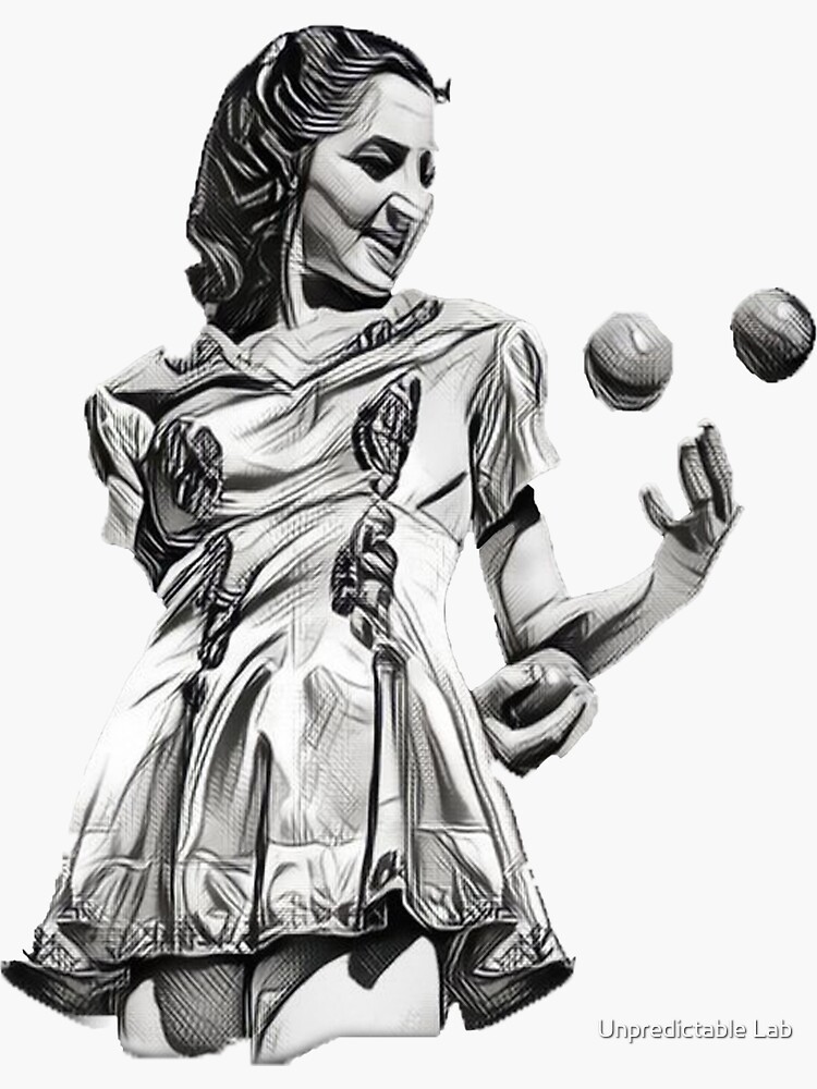 Pegatina «Lottie Brunn I mujer malabarista I Circo I Dibujo» de DecoLab ...