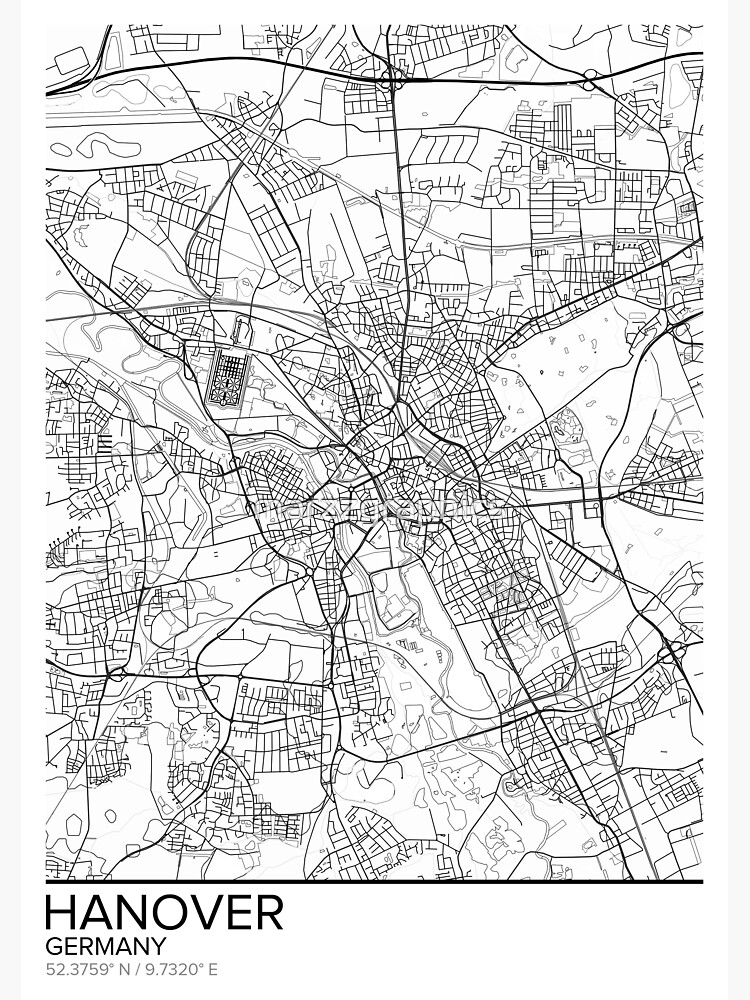 Lámina fotográfica «Mapa de Hannover, arte de la pared con impresión de ...