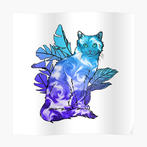 "Blue Galaxy Cat" Poster by caroKanta | Redbubble