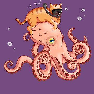 "Cat Riding Octopus Funny Gift" Sticker for Sale by javaneka | Redbubble