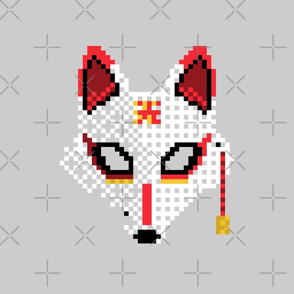 "Pixel Kitsune Mask" by Leonidastee | Redbubble
