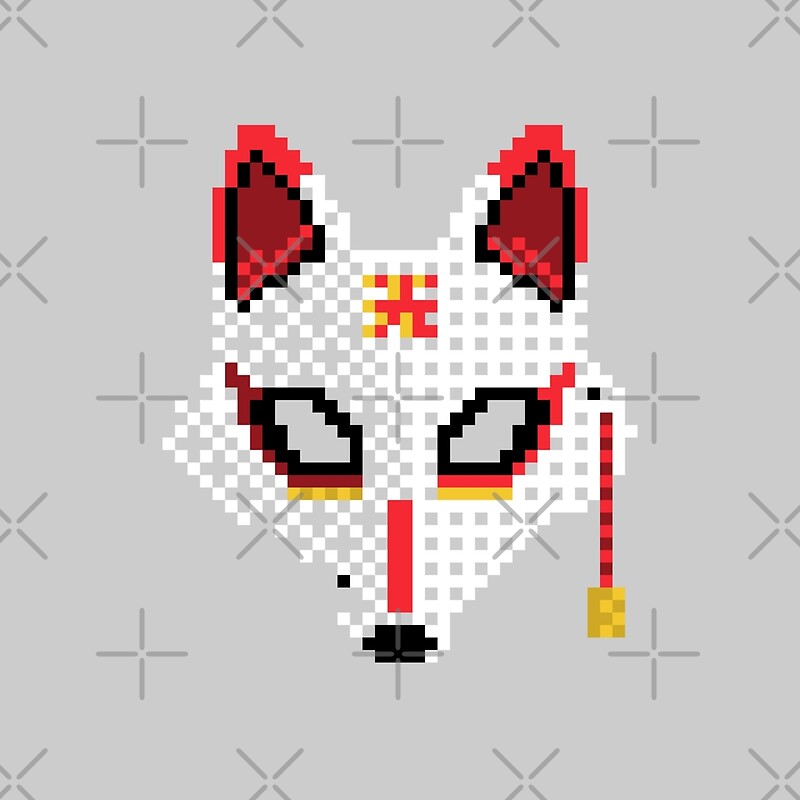 "Pixel Kitsune Mask" by Leonidastee | Redbubble