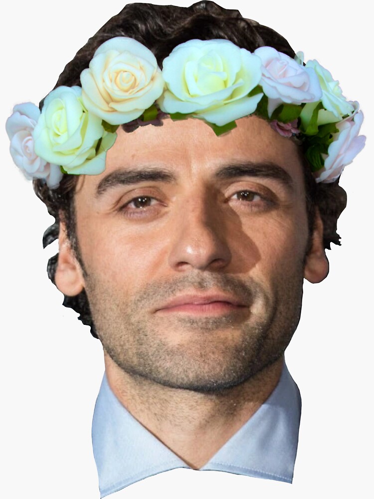 "Oscar Isaac Flower Crown" Sticker by hannahvb2 | Redbubble