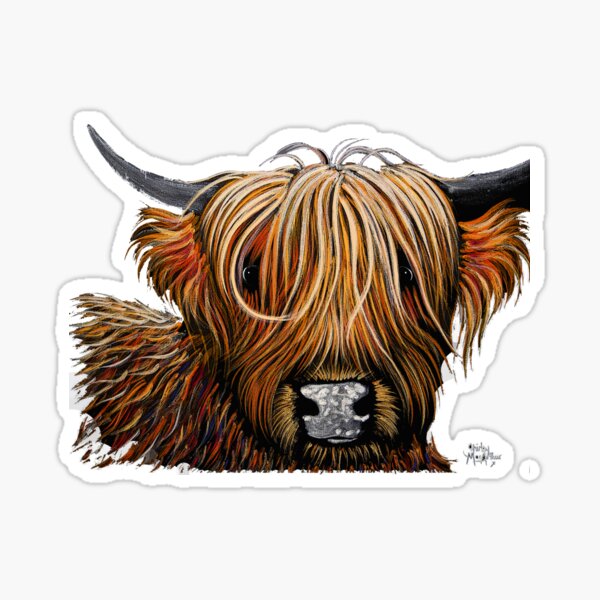 "Scottish Highland Cow PRiNT 'HAMISH' by Shirley MacArthur" Sticker for ...