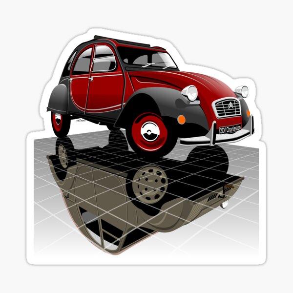 "Citroën 2CV Charleston red" Sticker by car2oonz | Redbubble