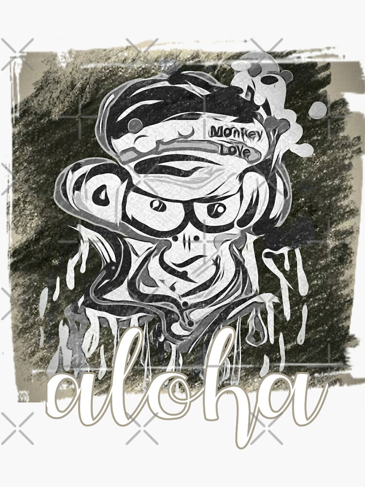 "aloha hawaiian monkey" Sticker for Sale by vibeno1 | Redbubble