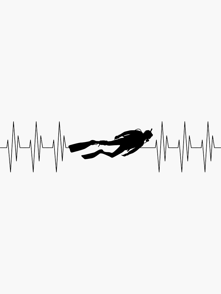 "Heart Rate Diving Diver Gift Swimming Water Sport" Sticker by Franja2 ...