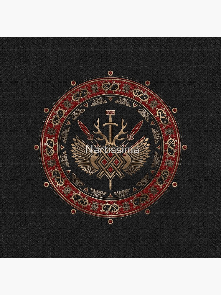 "Gungnir - Spear of Odin Black and Red Leather and gold" Poster by ...