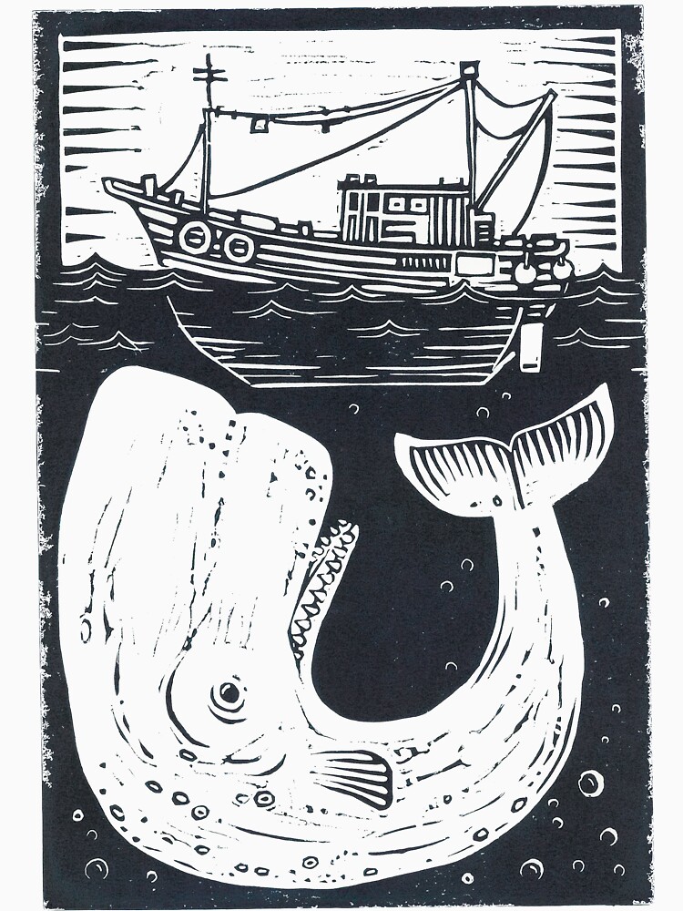 "Moby Dick" T-shirt for Sale by Noahwarnes | Redbubble | linocut t ...