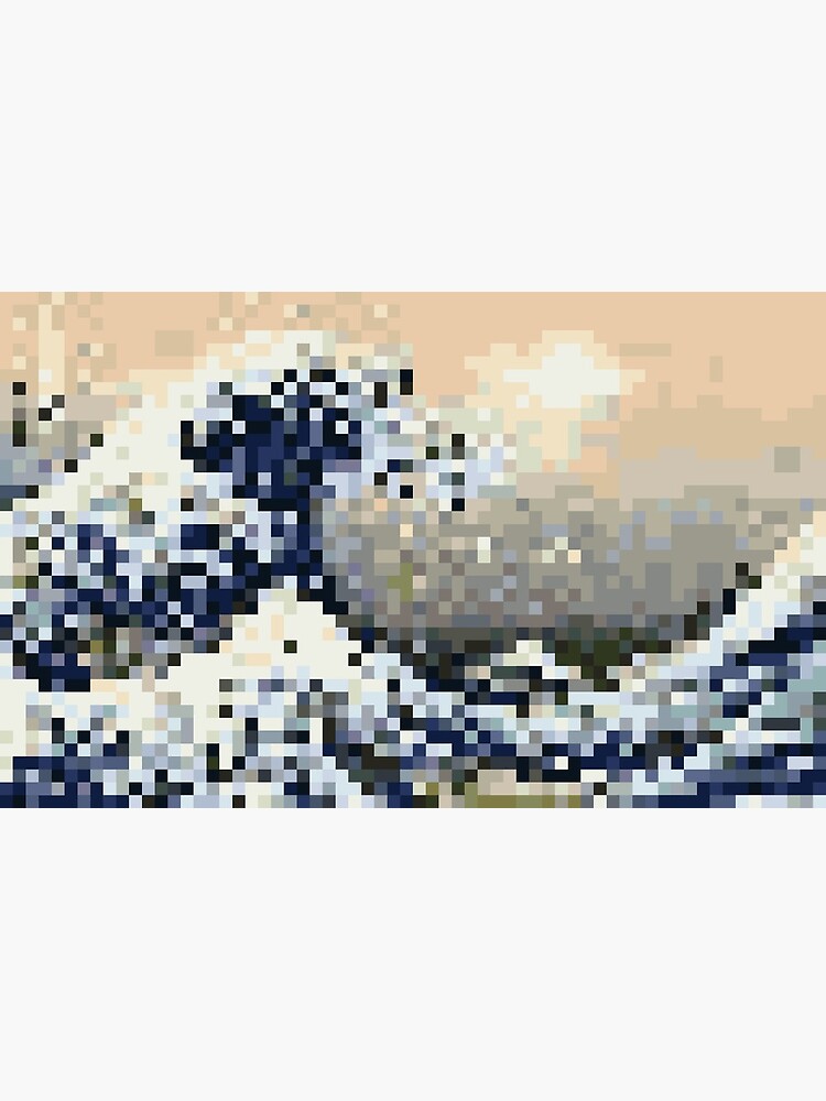 "Hokusai The Great Wave off Kanagawa Pixel Art" Framed Art Print by ...