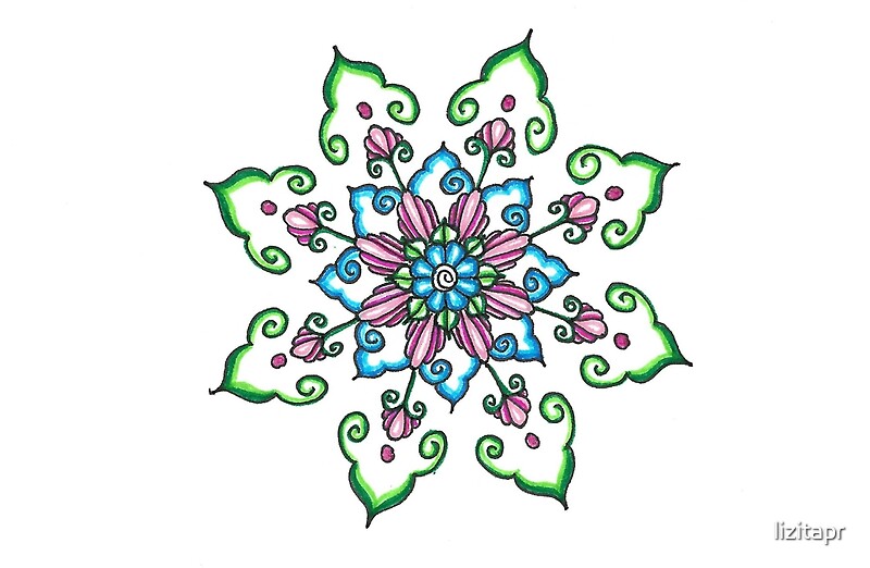 "Springing Forward Mandala Design in rose, green, and blue" by lizitapr ...